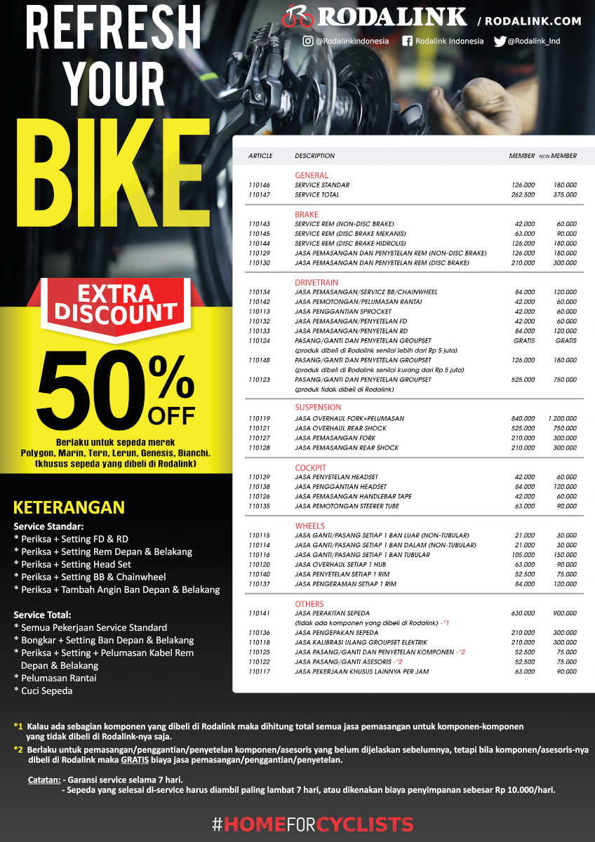 Biaya Servis Sepeda / Pusat Bantuan